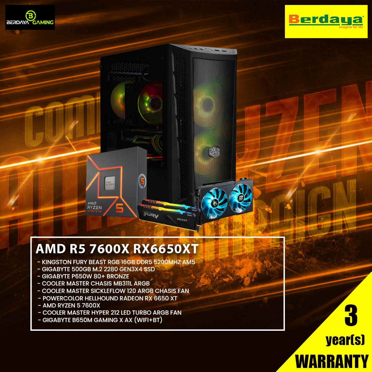 AMD R5 7600X RX6650XT GAMING SET | Berdaya